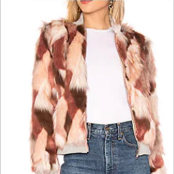Chaser | Jackets & Coats | Chaser Calico Faux Fur Bomber Jacket New ...